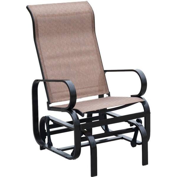 Kahomvis Black Aluminum Outdoor Glider Chair, Patio Swing Rocking ...