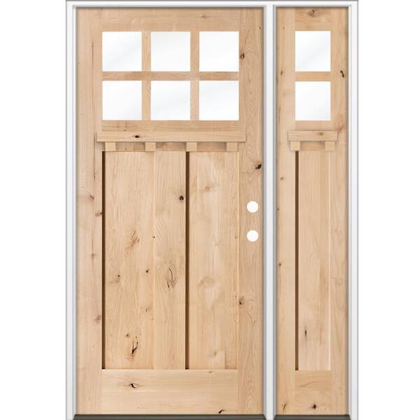 Krosswood Doors 46 in. x 80 in. Knotty Alder Left-Hand/Inswing 6 Lite ...