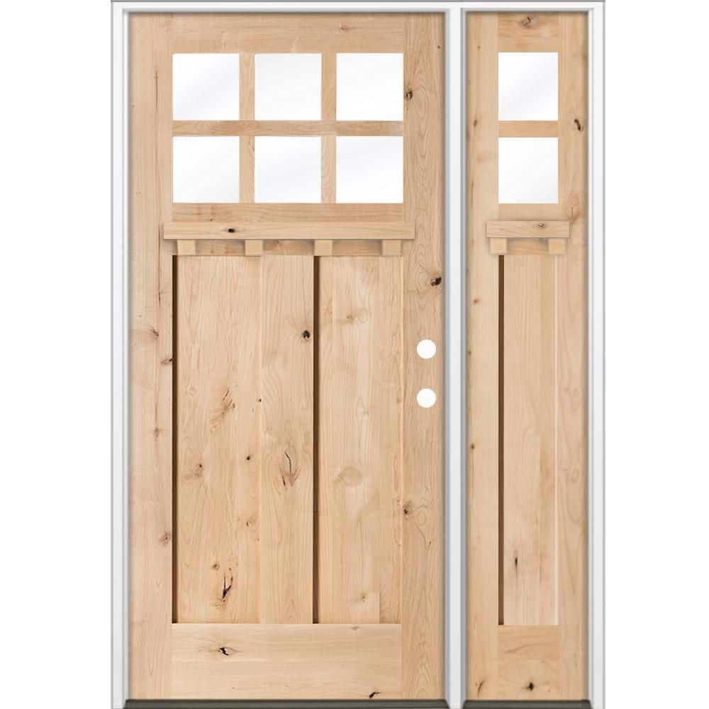 Krosswood Doors 36 in. x 80 in. Knotty Alder Left-Hand/Inswing 6 Lite Beveled Clear Glass ...