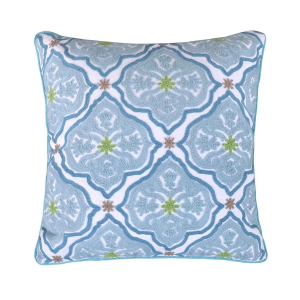 LEVTEX HOME Cressida Blue, Green, Taupe, Ivory Embroidered Medallion 18 ...
