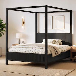 Harper & Bright Designs Modern Espresso Brown Wood Frame King Size ...