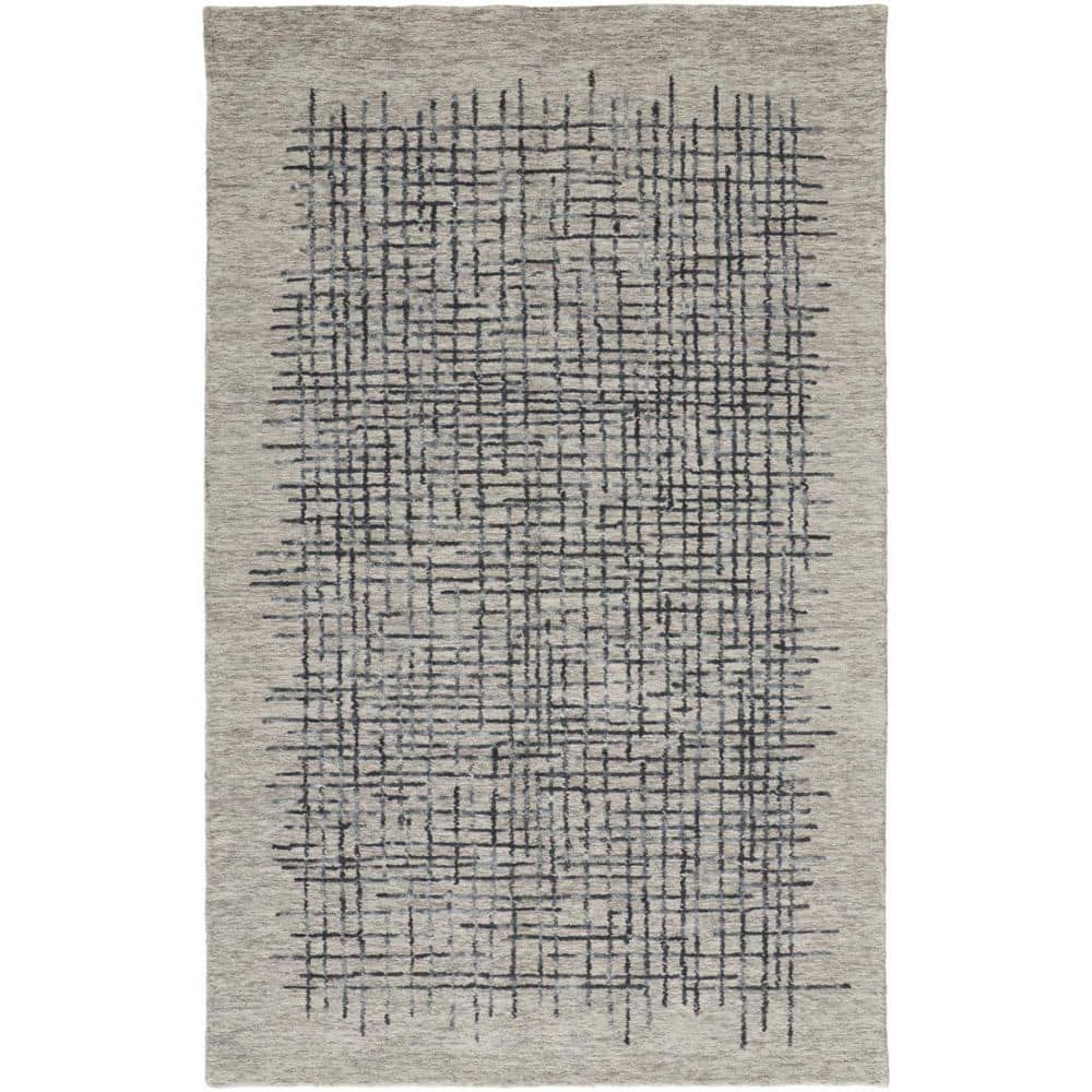 HomeRoots 9 ft. x 12 ft. Gray and Black Plaid Area Rug 2000514340 - The ...