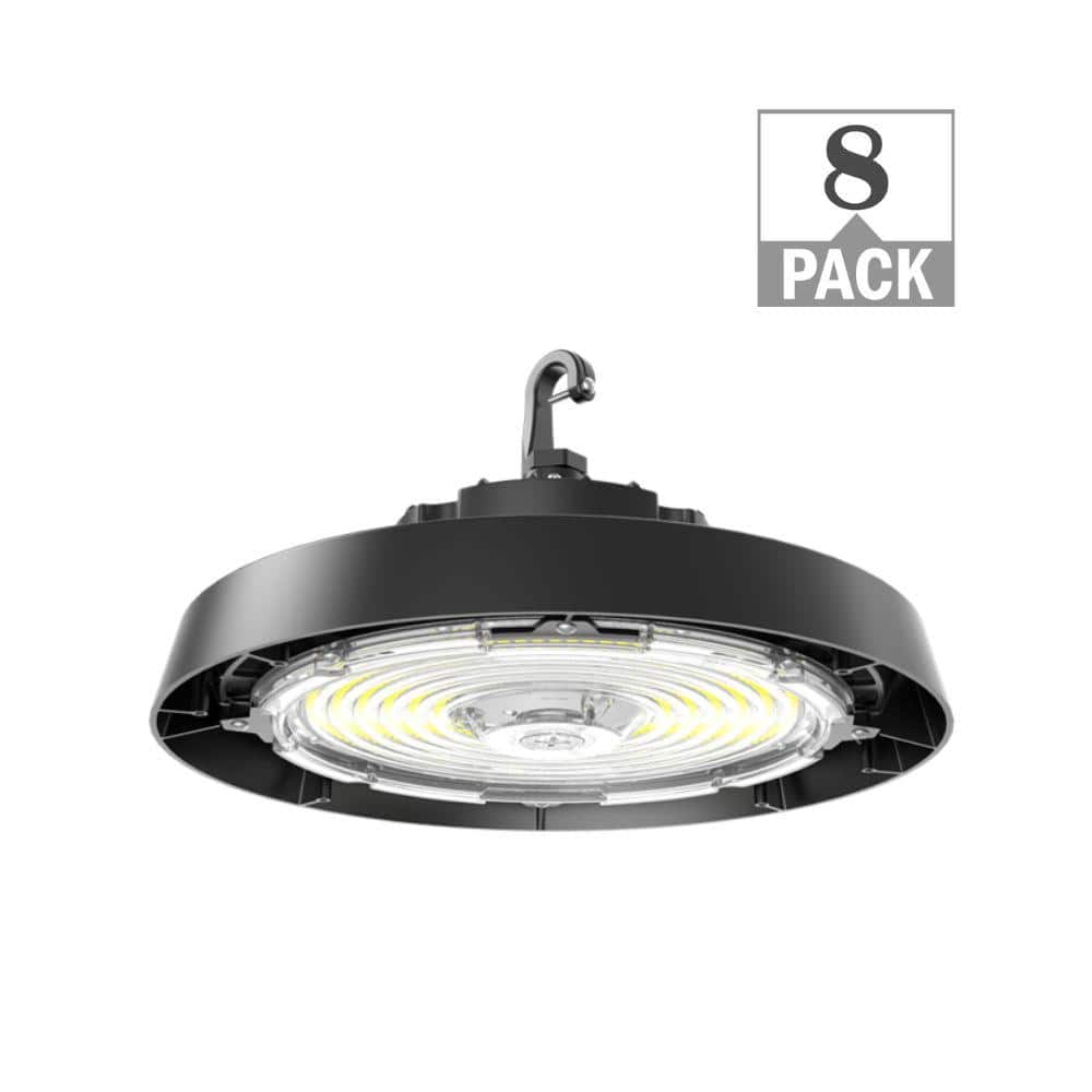 ETI LIGHTING 11 in. 400-Watt Equivalent Black Round LED High Bay Light ...
