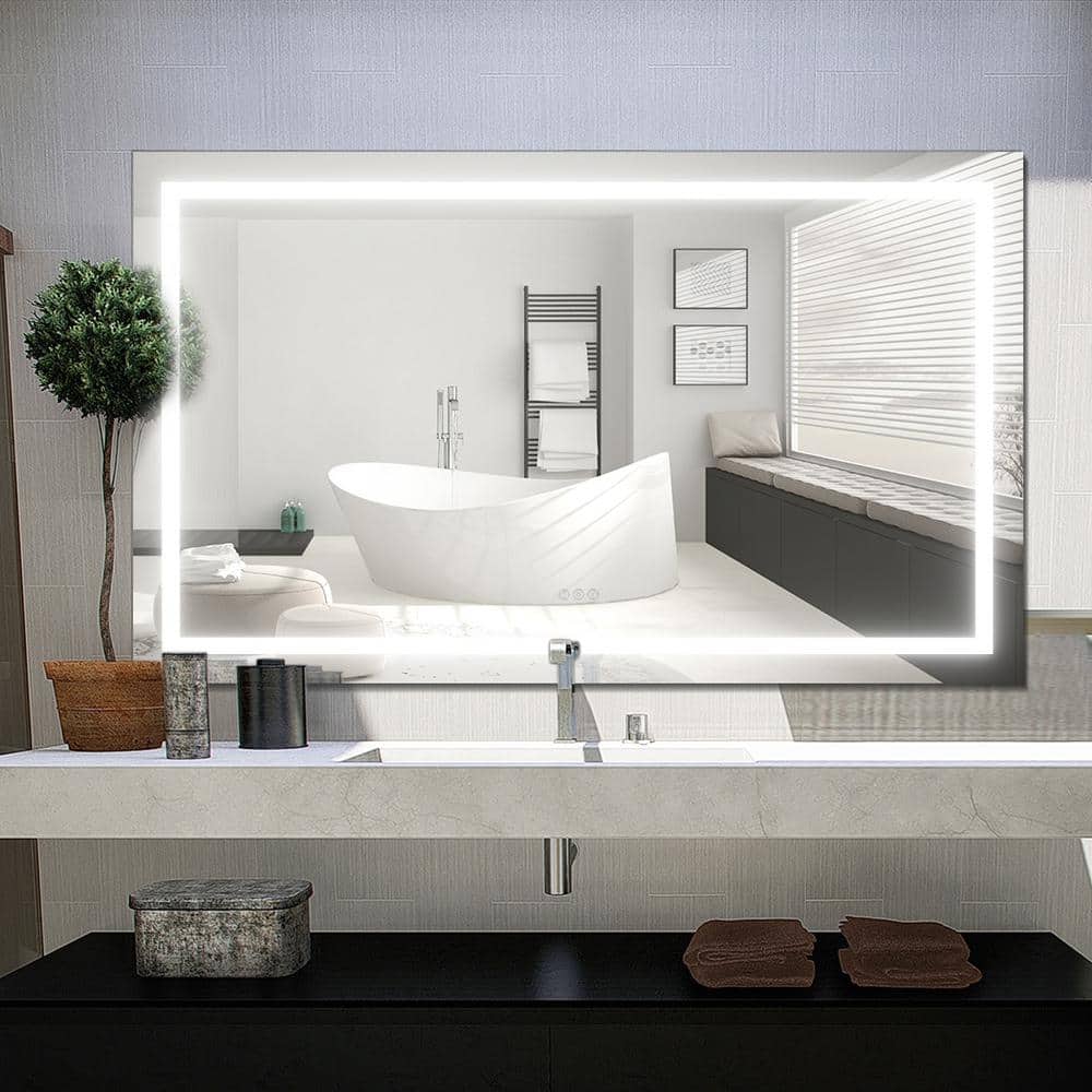 Andrea 72 in. W x 48 in. H Large Rectangular Frameless High Lumen LED ...