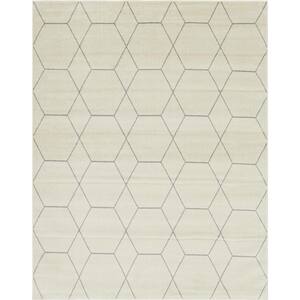 StyleWell Trellis Frieze Ivory/Gray 2 ft. x 6 ft. Geometric Runner Rug ...