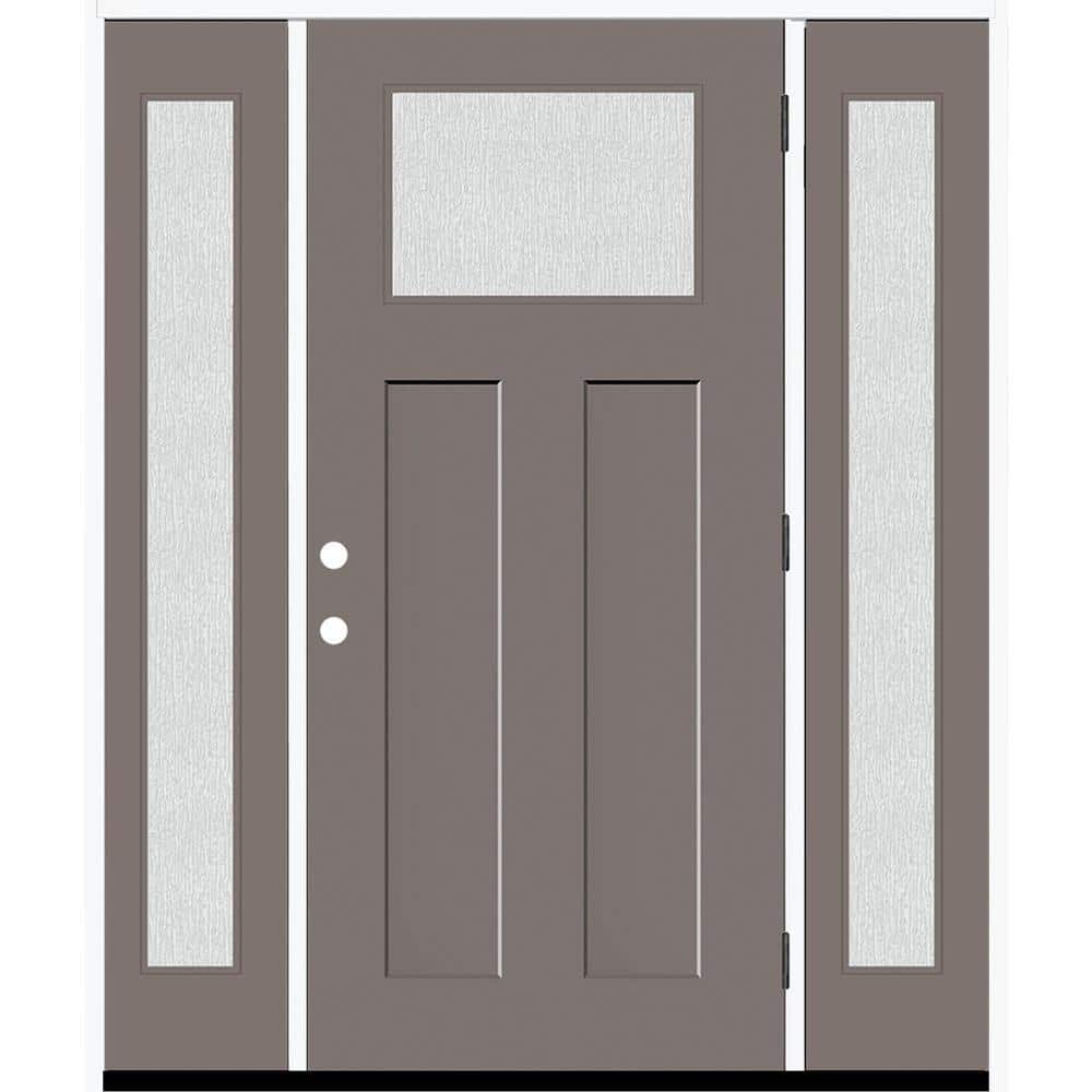 Steves & Sons Legacy 68 in. x 80 in. 1/4 Toplite Rain Glass LHOS Primed ...