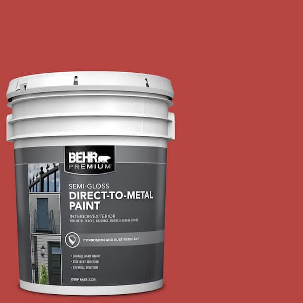 BEHR PREMIUM 5 gal. #OSHA-5 OSHA SAFETY RED Semi-Gloss Direct to Metal ...