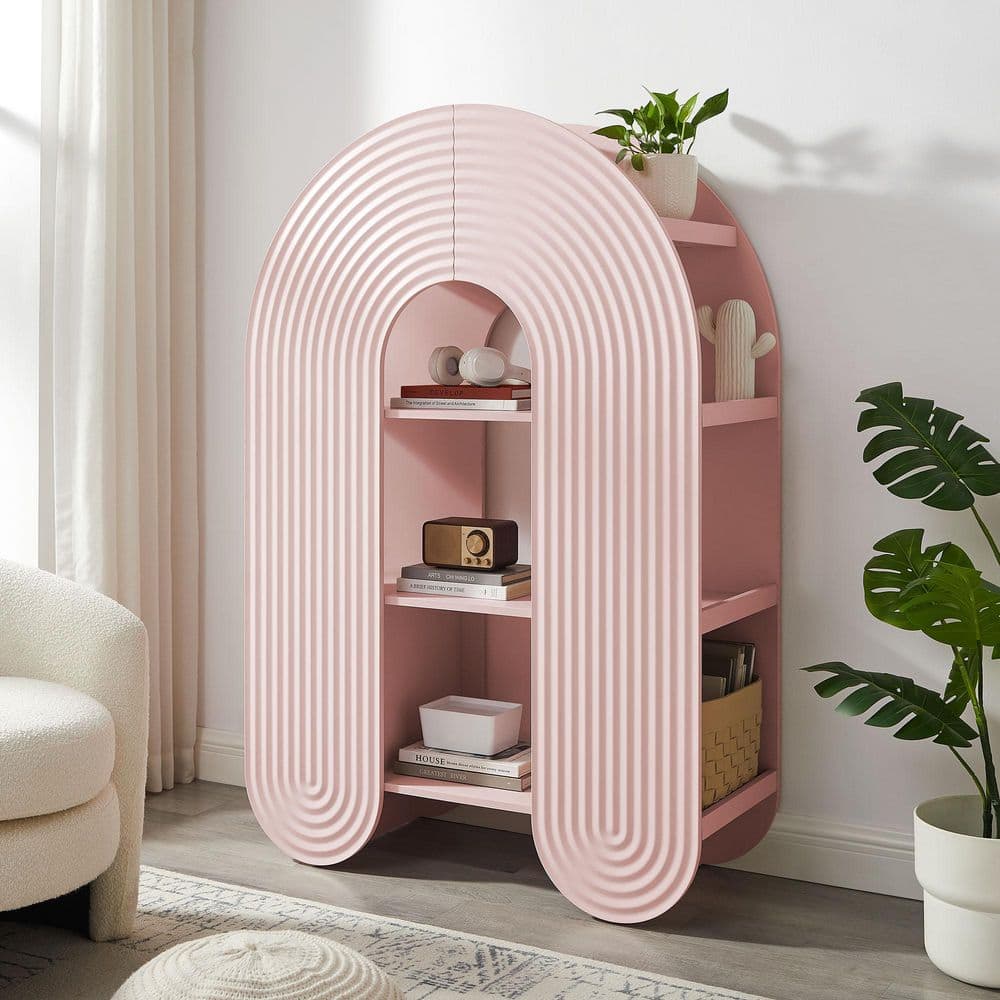 MODWAY Daydream 58 in. Tall Soft Pink Particle Board 6-Shelf Accent ...