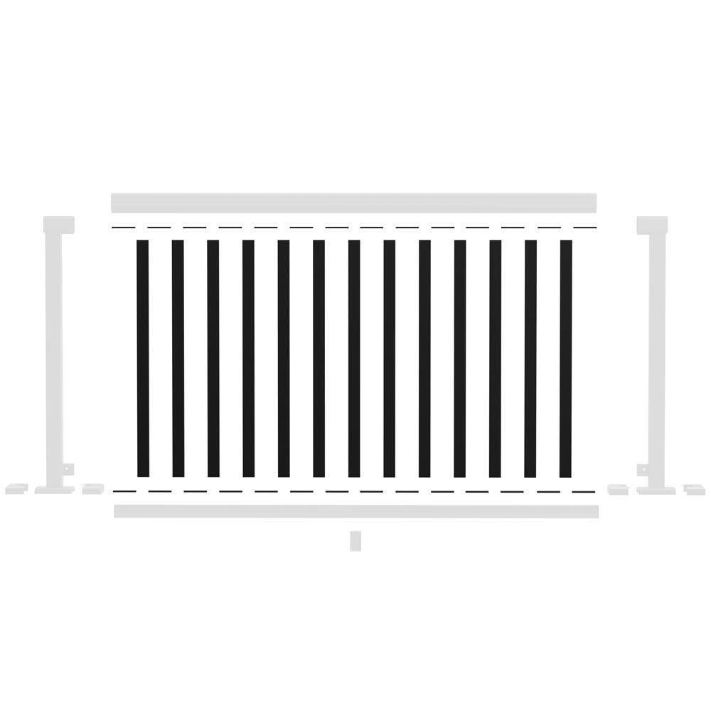 PEAK Aluminum Railing 6 ft. Matte Black Aluminum Deck Railing Wide ...