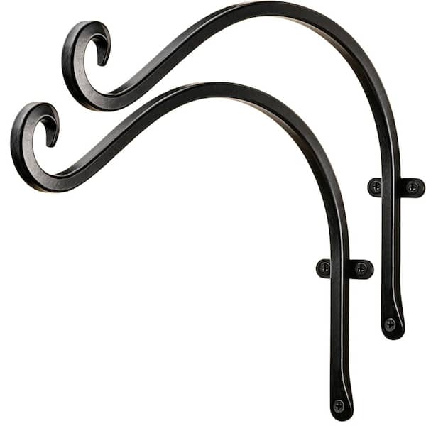 2 Pack Black Heavy Duty Solid Iron 12 in. Plant Hanger Bracket,Hooks ...