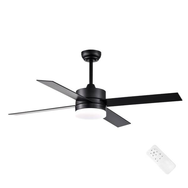 Edvivi 52 in. Integrated LED Indoor Matte Black 4-Blade Reversible ...