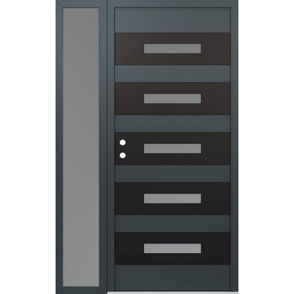 Tessari Doors D9 48 in. x 80 in. Black P Right-Hand/Inswing Frosted ...