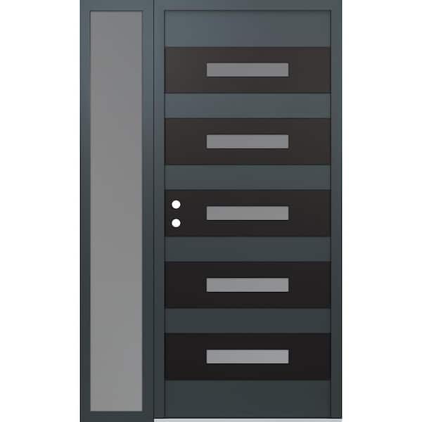 Tessari Doors D9 50 in. x 80 in. Black P Right-Hand/Inswing Frosted ...
