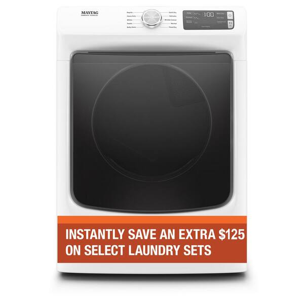 Maytag 7.3 cu. ft. 240-Volt White Stackable Electric Vented Dryer with ...