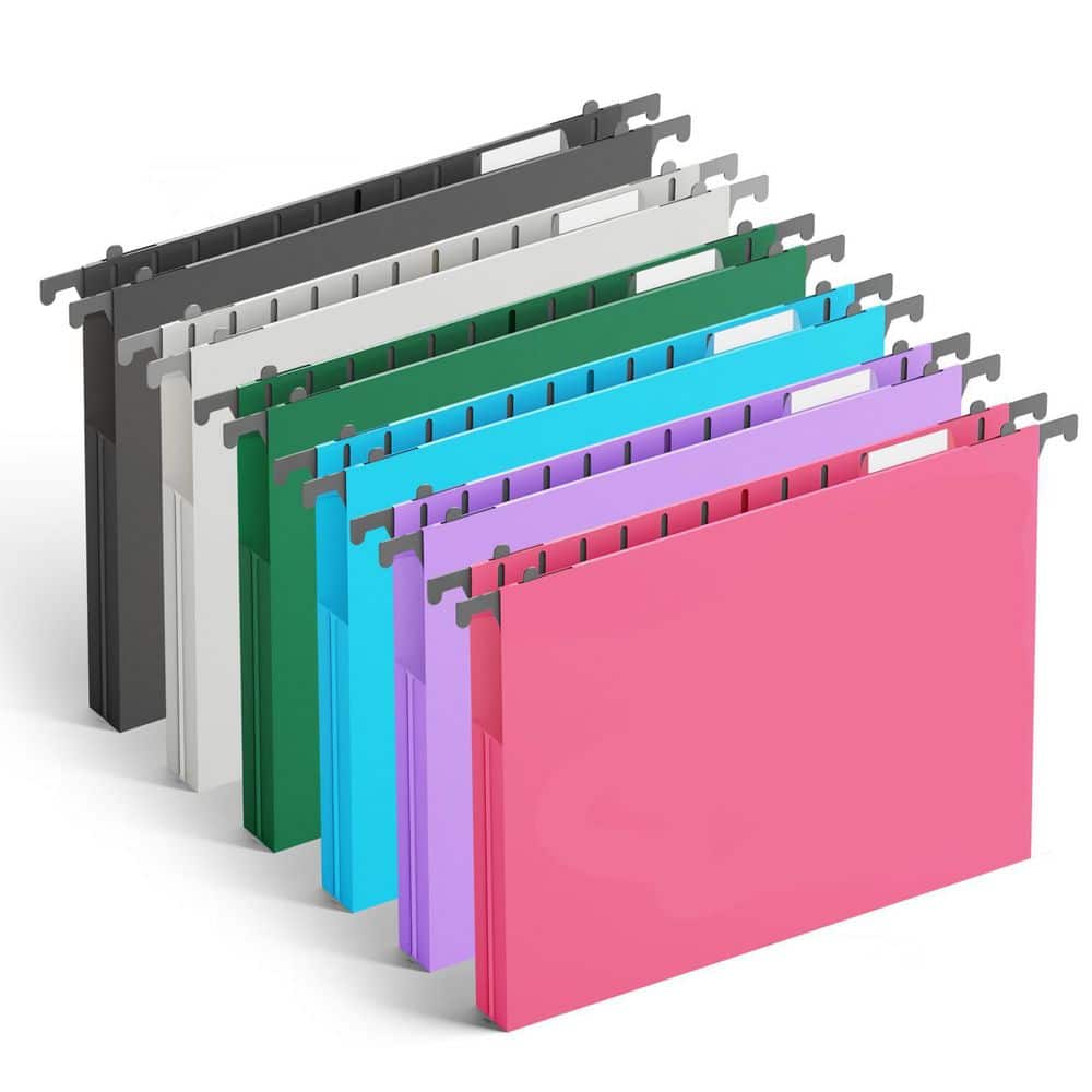 Numhew 12 Pack Multi-Colored Letter Size Hanging File Folders Extra ...