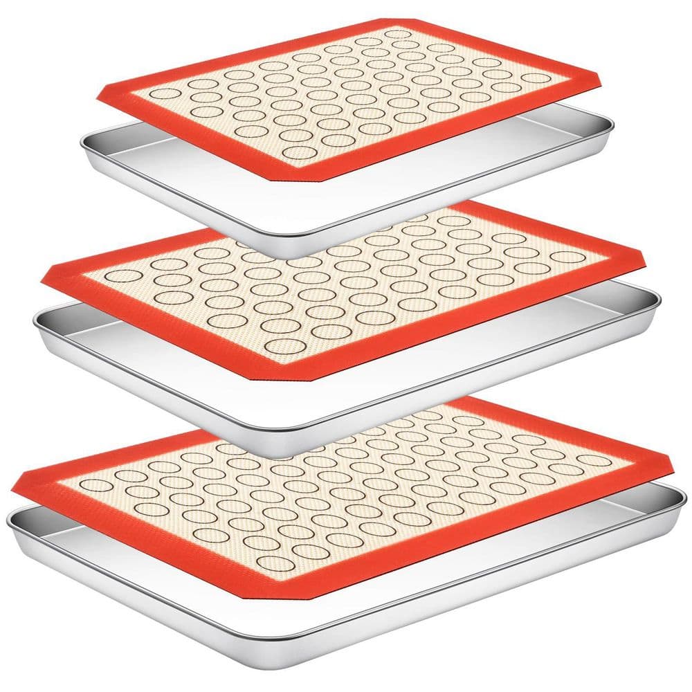 Wudkey Baking Sheet with Silicone Baking Mat Set, 12 in. Stainless ...