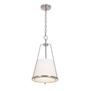 Alsy 1-Light Brushed Nickel Oversized Caged Mini Pendant with Linen ...