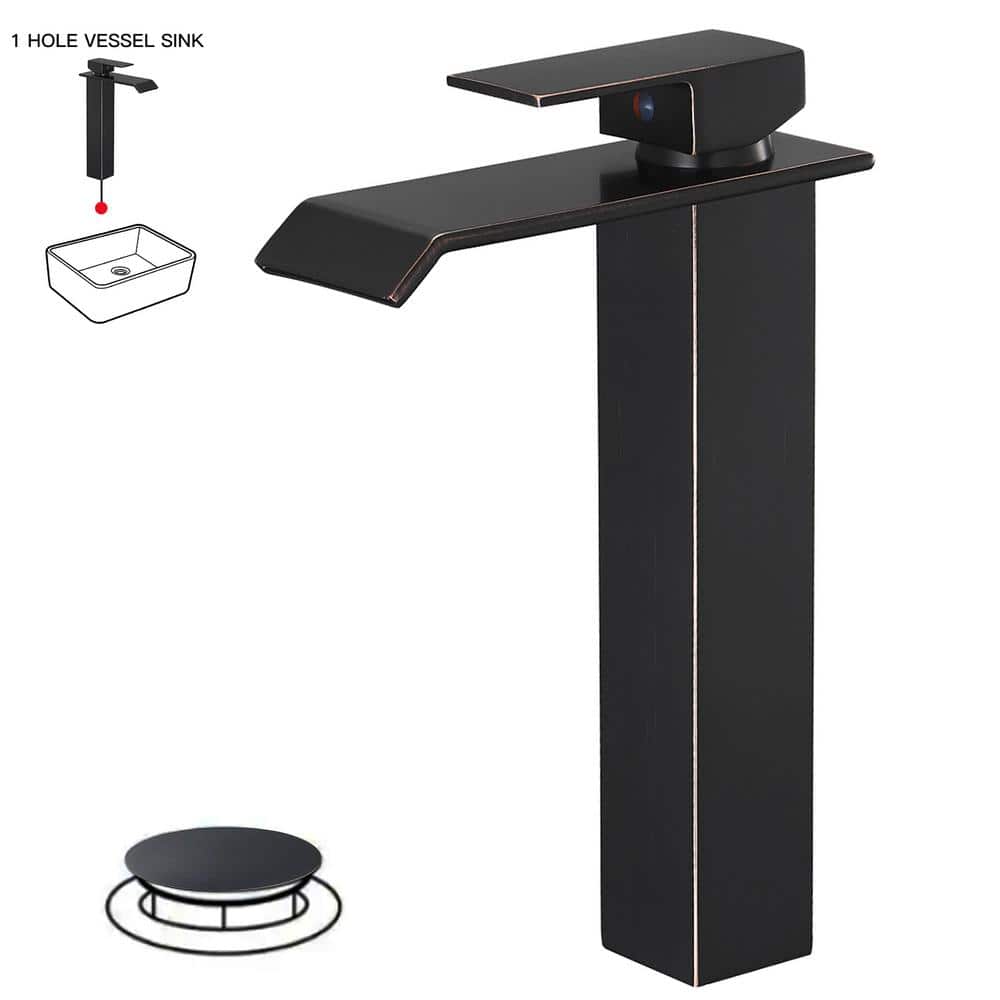 BWE Single Hole Single Handle Bathroom Vessel Sink Faucet With Pop Up ...