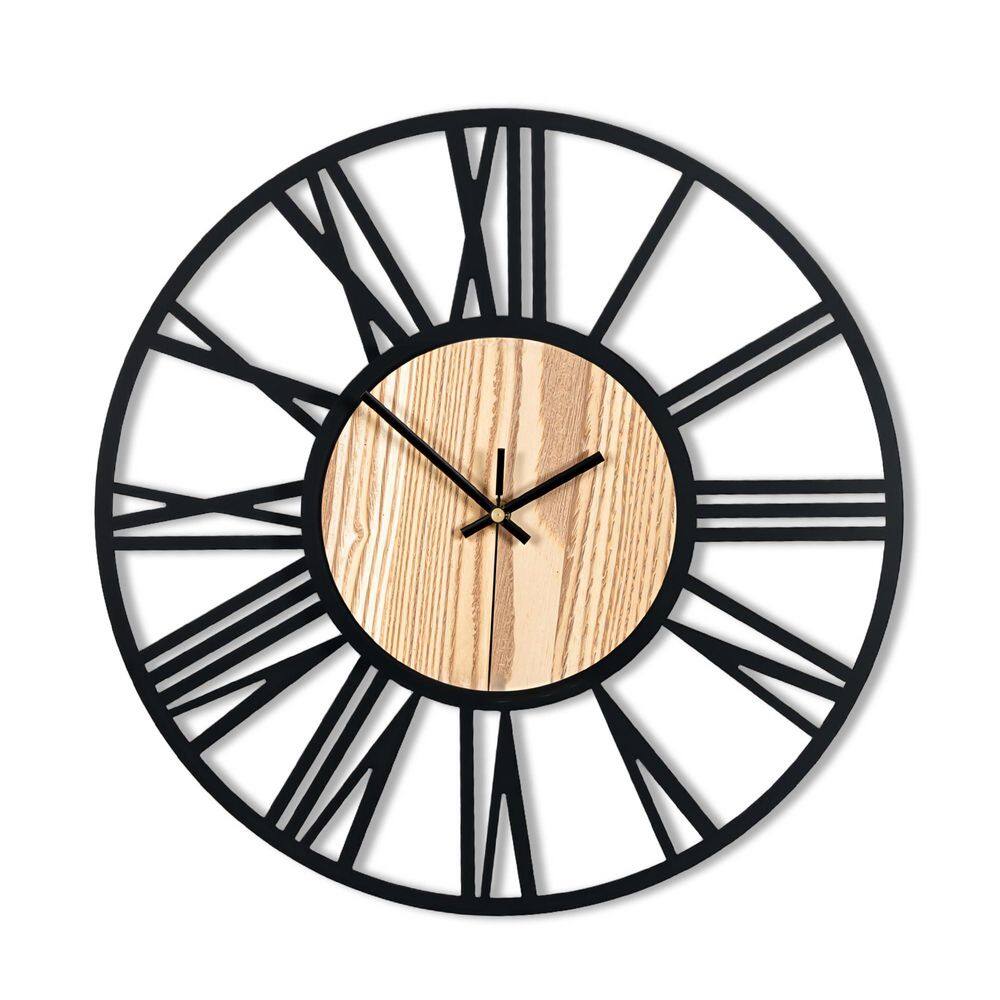 20 in x 20 in Black Round Wall Clock Decor Modern Battery Operated ...