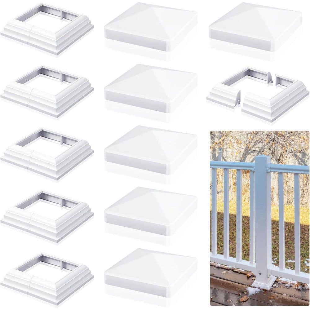 Afoxsos 12 Pack Vinyl Post Caps and Skirts Combo Kit 4 x 4 in ...