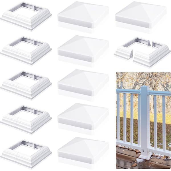 Afoxsos 12 Pack Vinyl Post Caps and Skirts Combo Kit 4 x 4 in ...