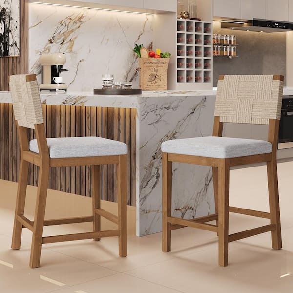 Harper & Bright Designs 39 in. H Brown and Gray Polyester Upholstered ...