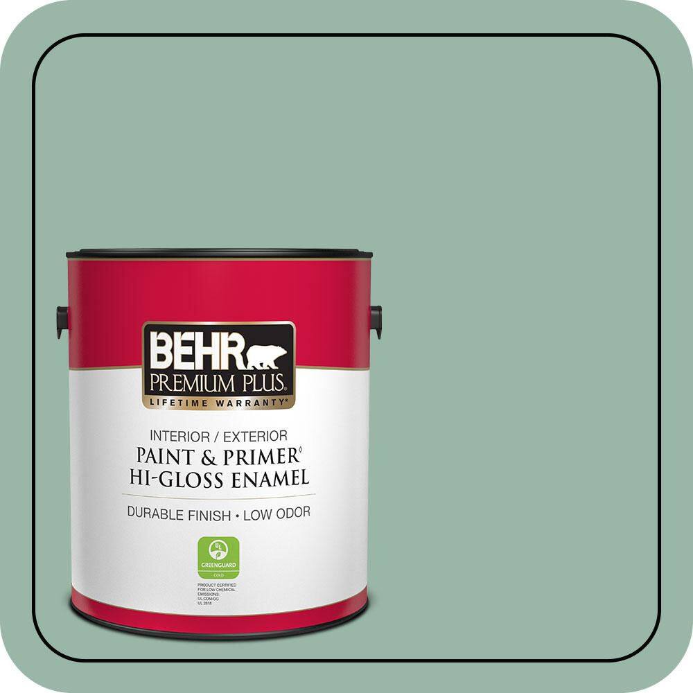 BEHR PREMIUM PLUS 1 gal. #S420-3 Nile River Hi-Gloss Enamel Interior ...