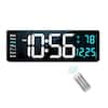 Afoxsos 16.2 in. Blue LED Digital Clock Thermoplastic with Remote ...
