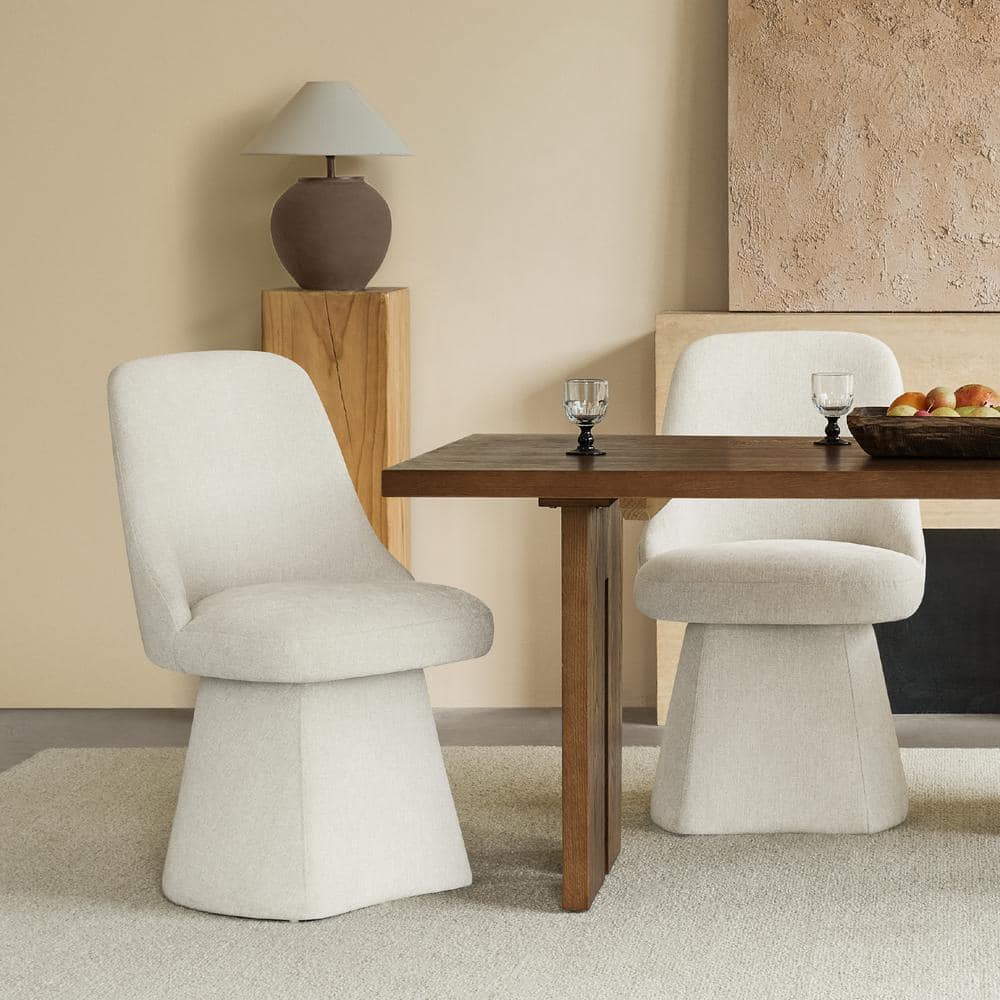 Spruce & Spring Vesperis Cream Fabric Upholstered Swivel Dining Chair ...
