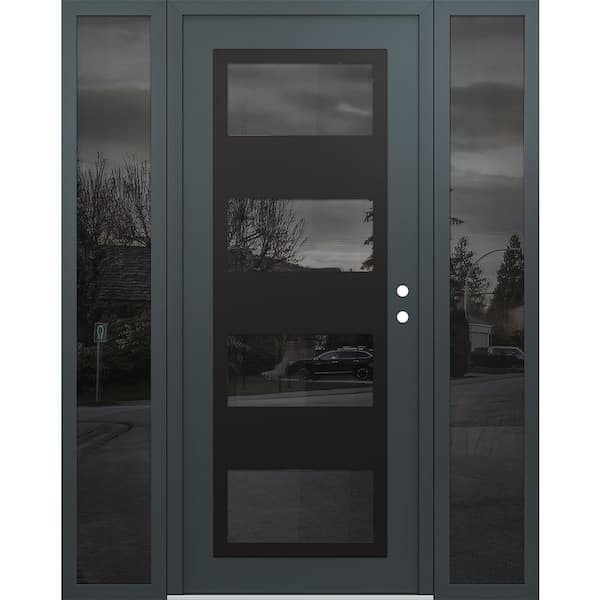 Tessari Doors C2 60 in. x 80 in. Black P Left-Hand/Inswing Mirrored ...