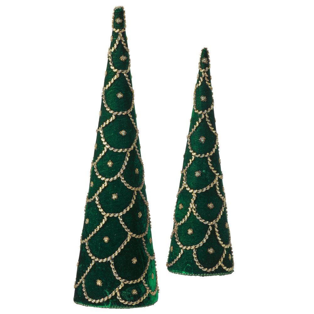 Regency International 18-24 in. Jeweled Scalloped Velvet Cone Tree ...