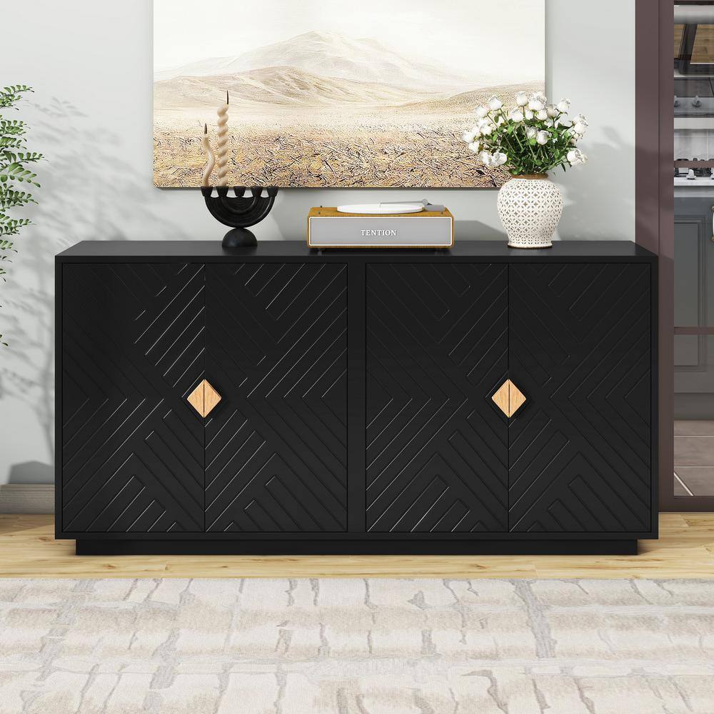 Reviews for Boosicavelly Black and MDF 60 in. Sideboard with Adjustable ...