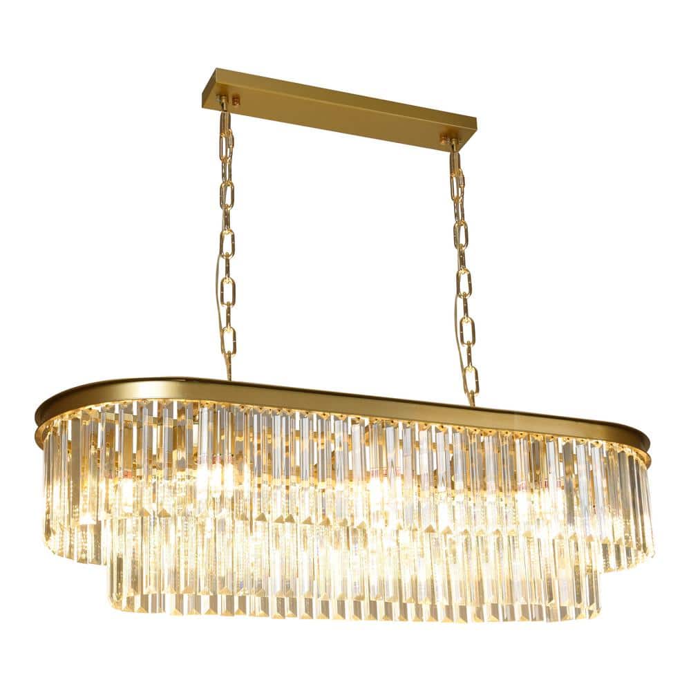 Reviews for Depuley 39 in. Gold Linear Crystal Chandelier for Kitchen ...