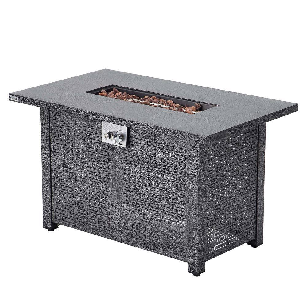 Cesicia 50,000 BTU 42 in. Gray Rectangular Steel Outdoor Fire Pit Table ...