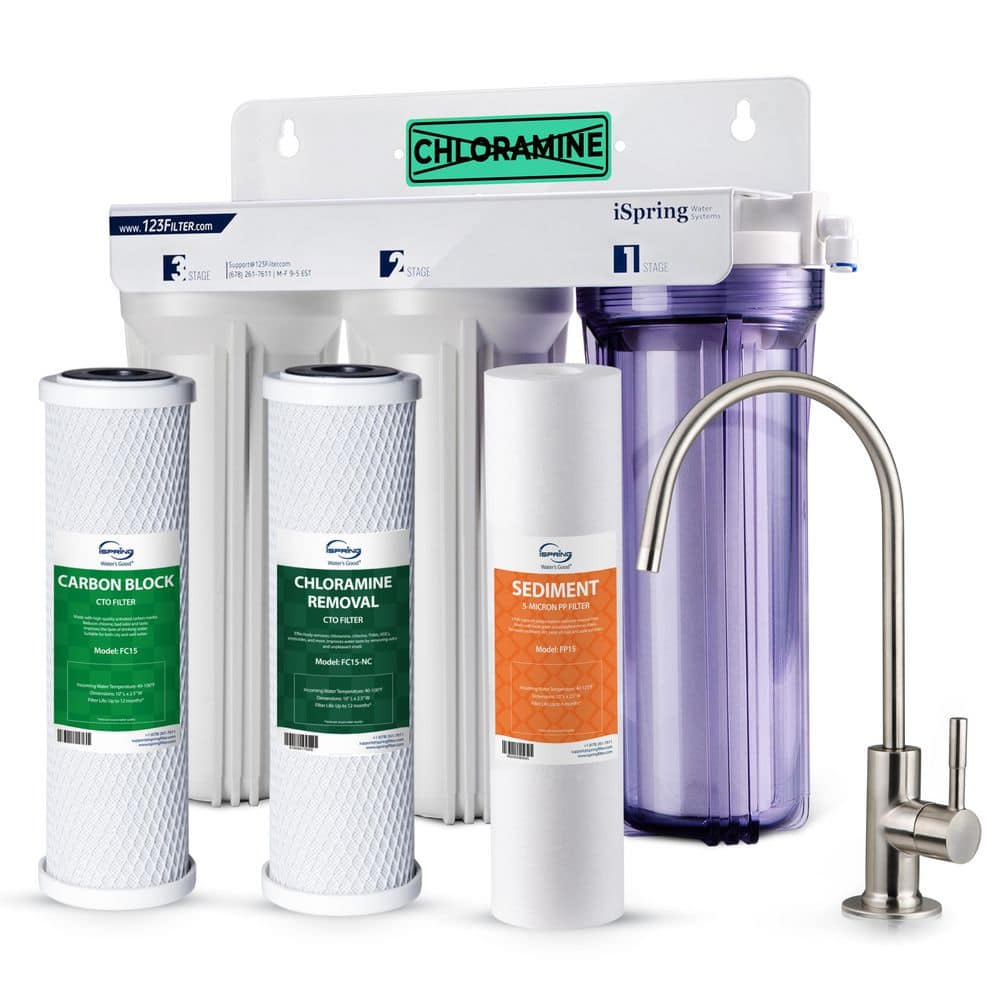ISPRING Classic 3-Stage Under Sink Water Filtration System for Drinking ...