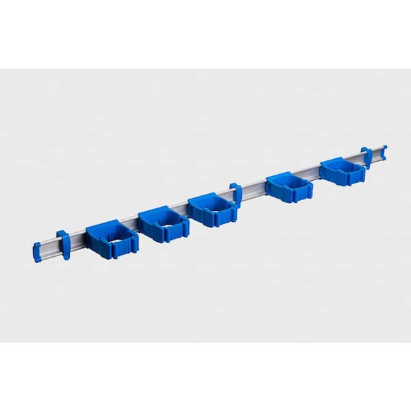TOOLFLEX 37 in. Universal Garage Storage Rail System with 5 Blue One ...