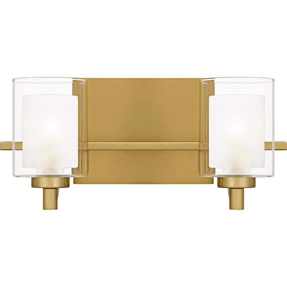 Quoizel Kolt 13 in. 2-Light Brushed Gold Vanity Light KLT8602BRGLED ...