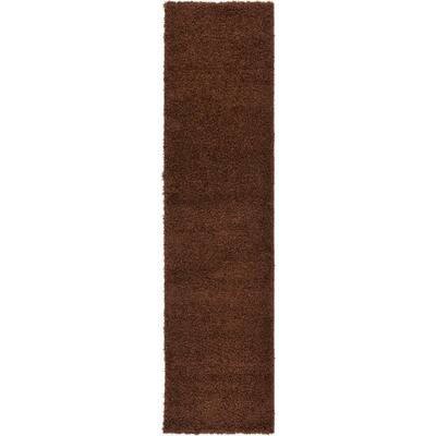 Unique Loom Solid Shag Chocolate Brown 9 ft. x 12 ft. Area Rug 3136090 ...