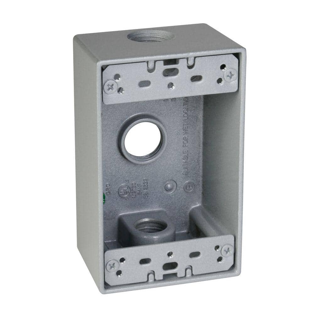 TAYMAC 1-Gang Gray Weatherproof Box with Three 1/2 in. Outlets SB350S ...
