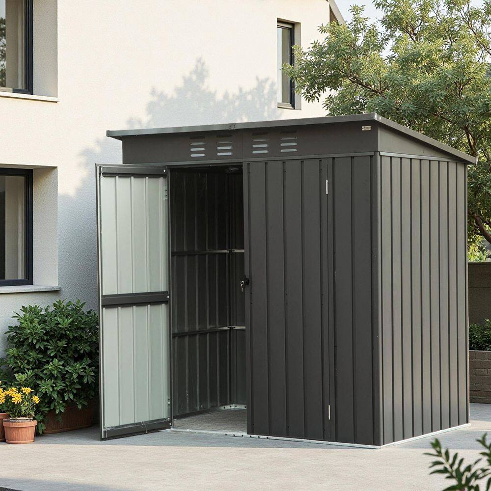 ToolCat 5 ft. W x 3 ft. D Outdoor Metal Tool Storage Shed with Sloping ...