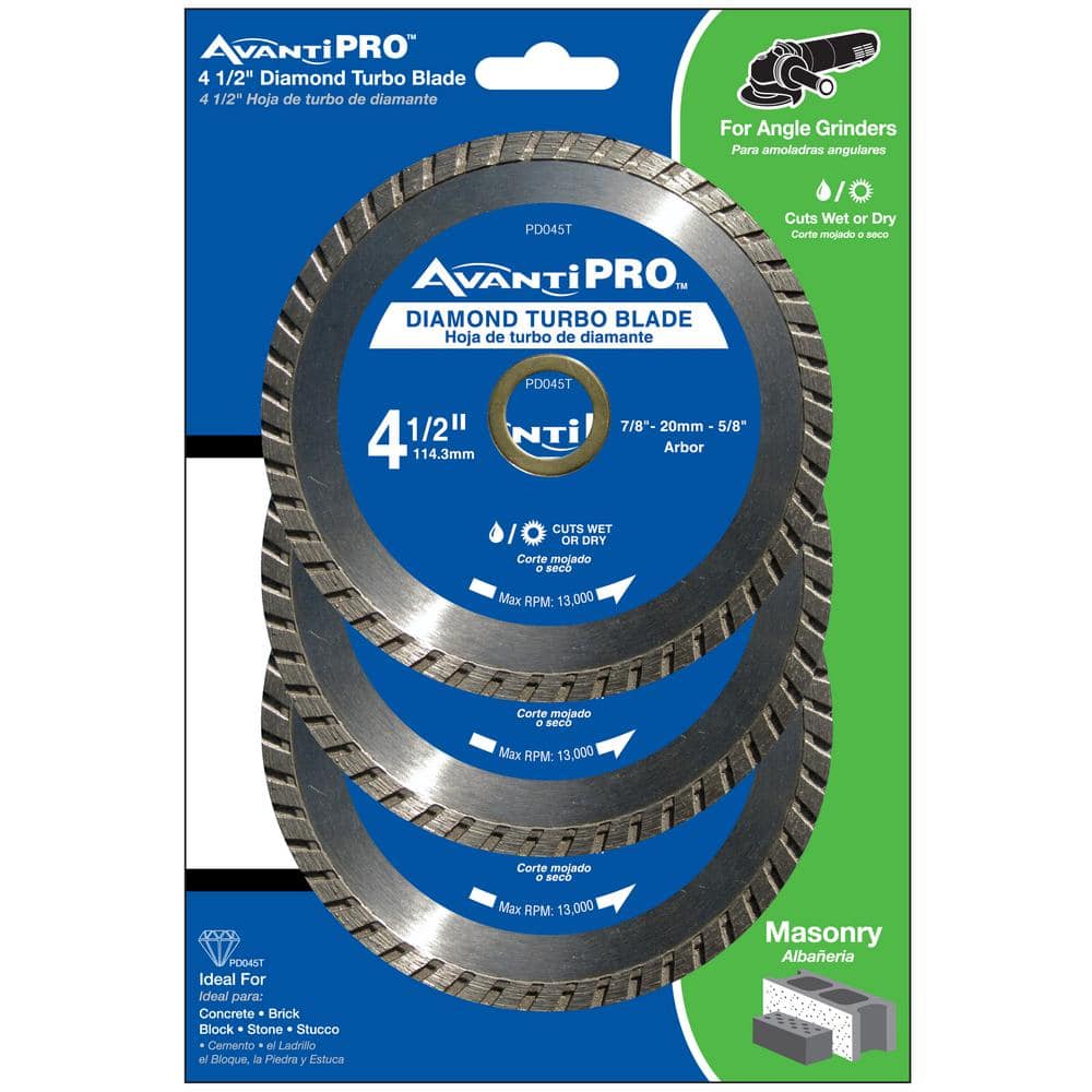 Avanti Pro 4.5 in. Turbo Diamond Blade (3-Pack)-HD-T45S8-3 - The Home Depot