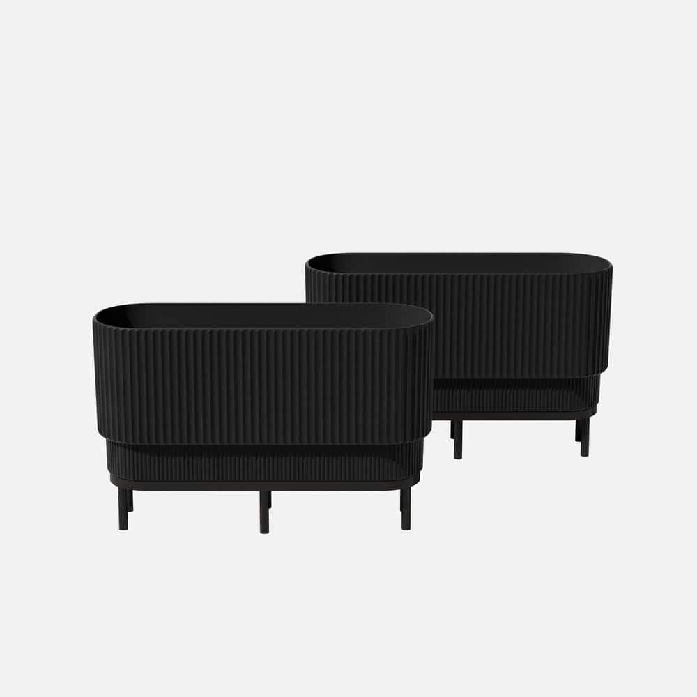 Veradek Demi Extra Large Black Plastic Raised Rectangular Planter with ...