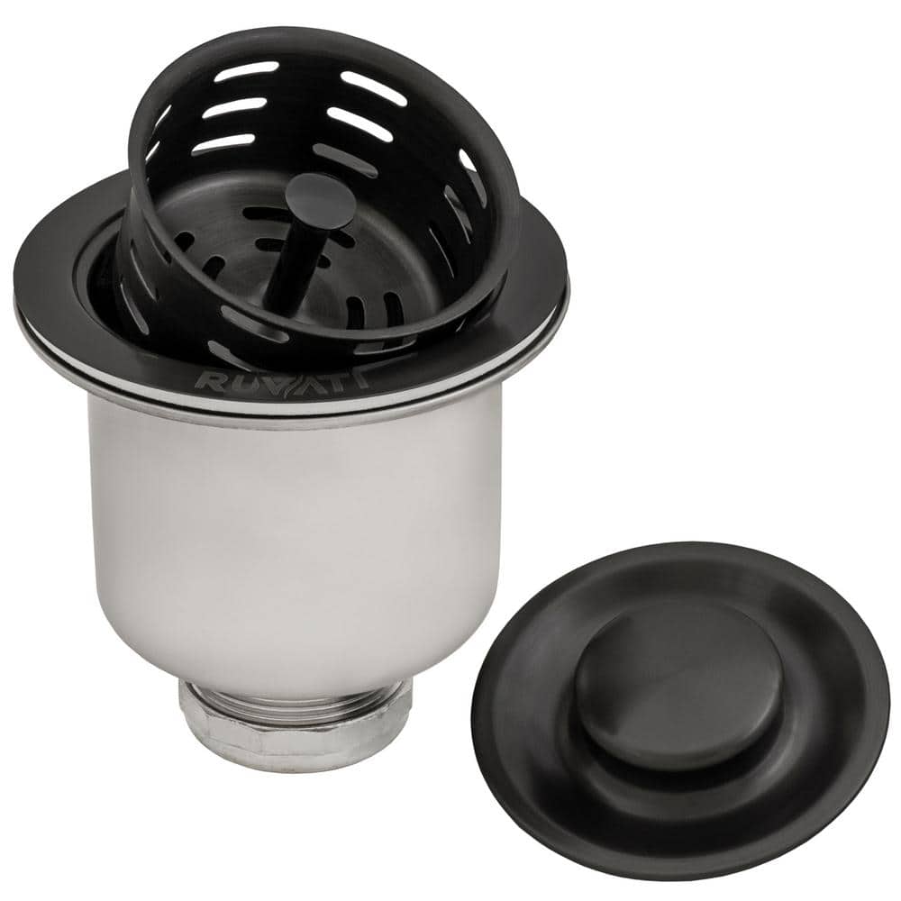 Ruvati 3.5 in. Kitchen Sink Deep Basket Strainer Drain in Gunmetal ...