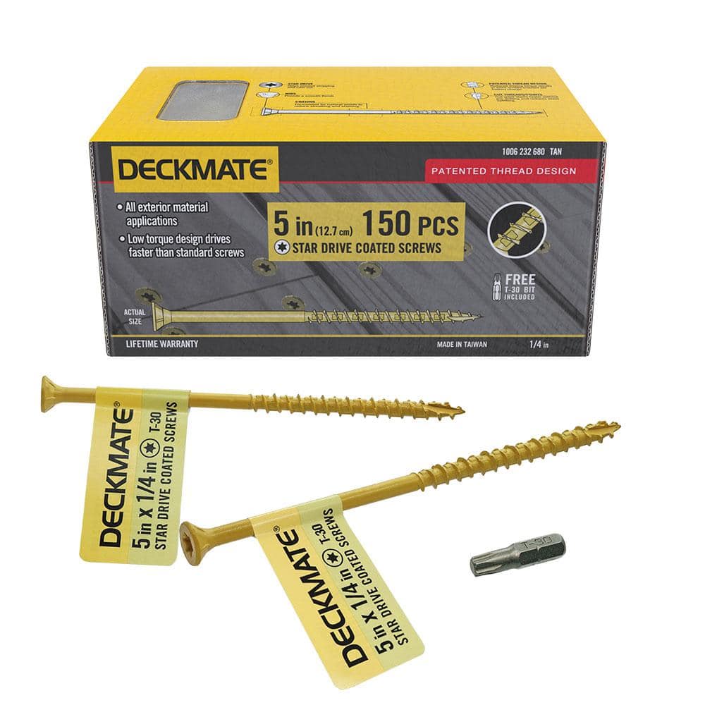 Reviews for DECKMATE ¼ in. x 5 in. Tan Star Drive Flat-Head Wood Deck ...