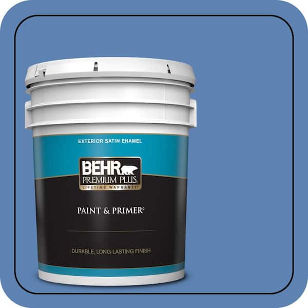 BEHR PREMIUM PLUS 5 gal. #PPU15-06 Neon Blue Satin Enamel Exterior ...