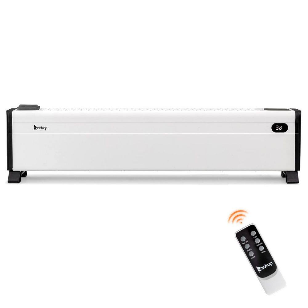 Karl home 1500-Watt 9.25 in. Indoor Electric Ceramic Space Heater Baseboard Heater with Remote ...