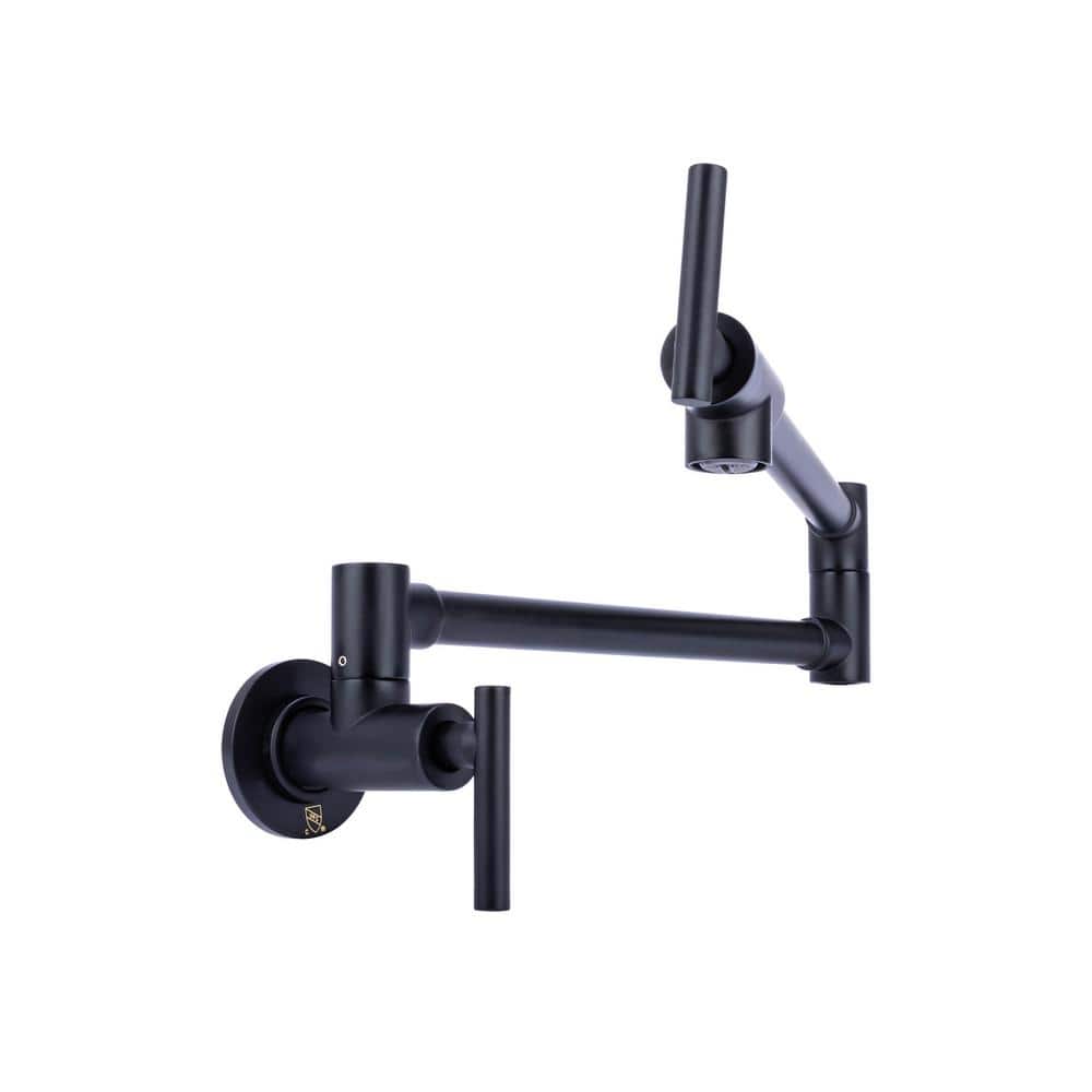 Italia Wall Mount Contemporary Pot Filler with 2-Handle in Matte Black ...