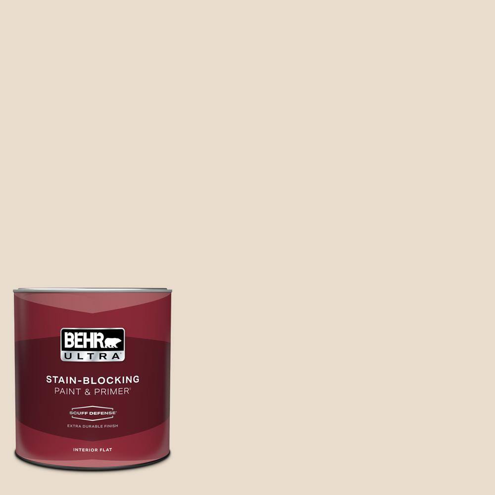 BEHR ULTRA 1 qt. #OR-W11 White Mocha Extra Durable Flat Interior Paint ...