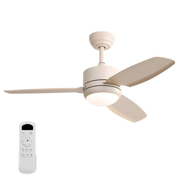 Sofucor 46 in. Indoor/Outdoor Modern Beige Ceiling Fans with Dimmable ...