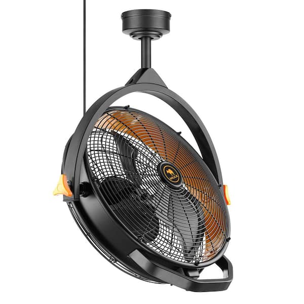 MULE Ceiling Mount Fan XL Indoor or Outdoor Matte Black 18 in. 3-Speed High Velocity Max. 5400 ...